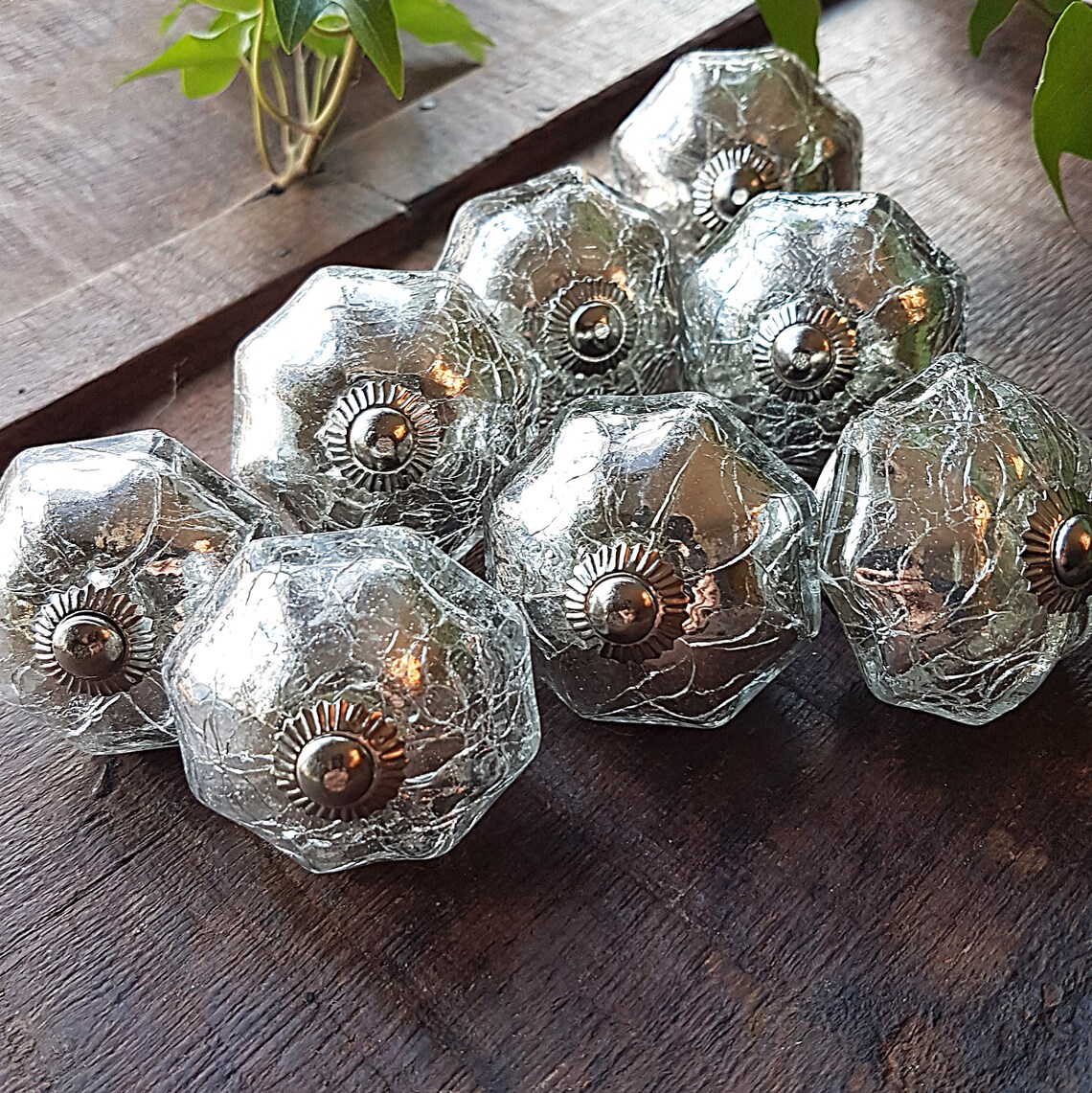 Set of 8 Mercury Glass Cabinet Knob Drawer Pulls. Bygone Era Bohemian ...