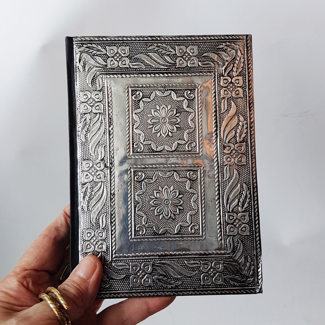 Medieval Silver Metal Journal 5 by 7 Inch. Antique Embossed Hardcover ...