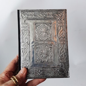 Medieval Silver Metal Journal 5 by 7 Inch. Antique Embossed Hardcover ...