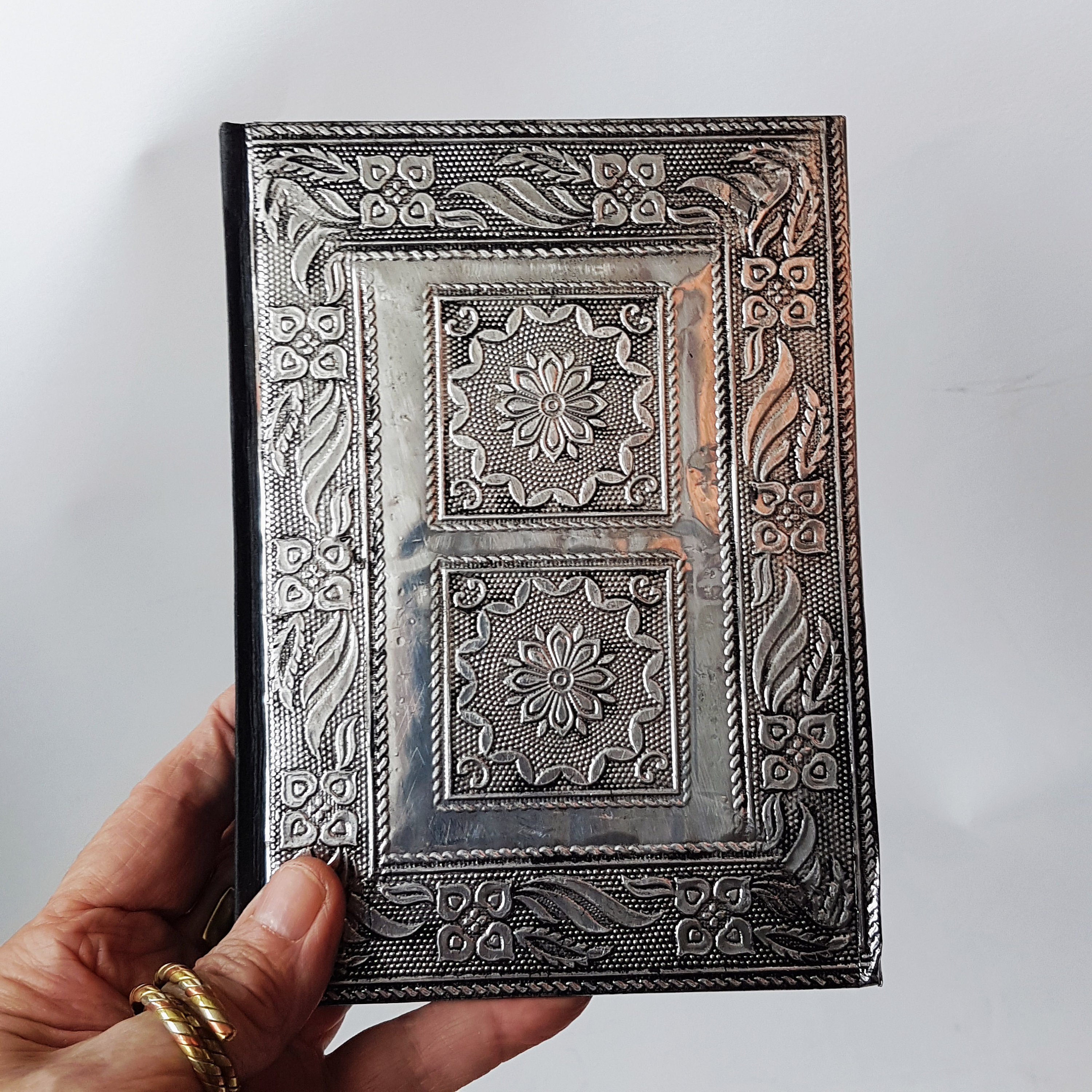 Medieval Silver Metal Journal 5 by 7 Inch. Antique Embossed Hardcover ...