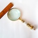 Vintage Magnifying Glass Hand Lens in Antique Brass Design. Old World ...