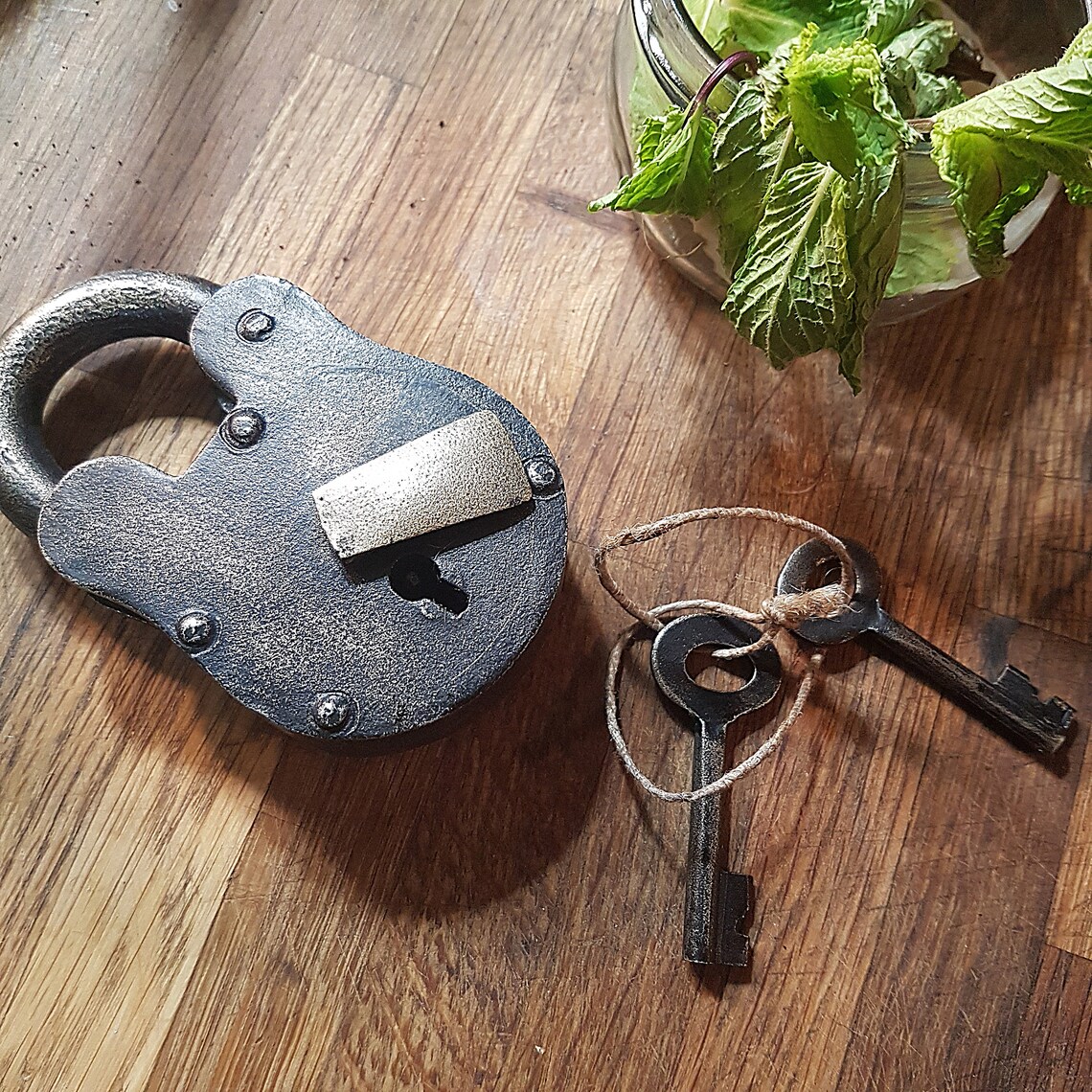 Antique Metal Pad Lock in Iron & Bronze. Padlock 4 by 3 Inches - Etsy ...