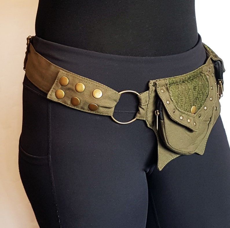 Utility Pocket Belt in Army Green. Adjustable to 48 Inches Waist-hip ...