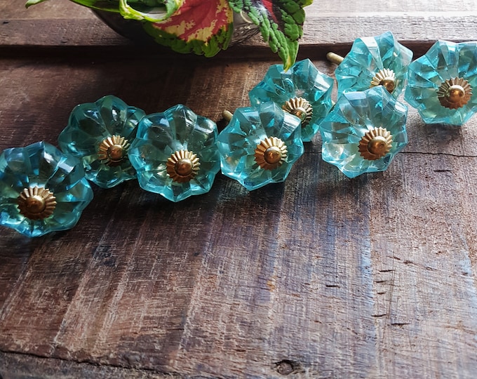 SIX Crystal Style GLASS Cabinet Drawer Pulls Knobs Handles - Etsy
