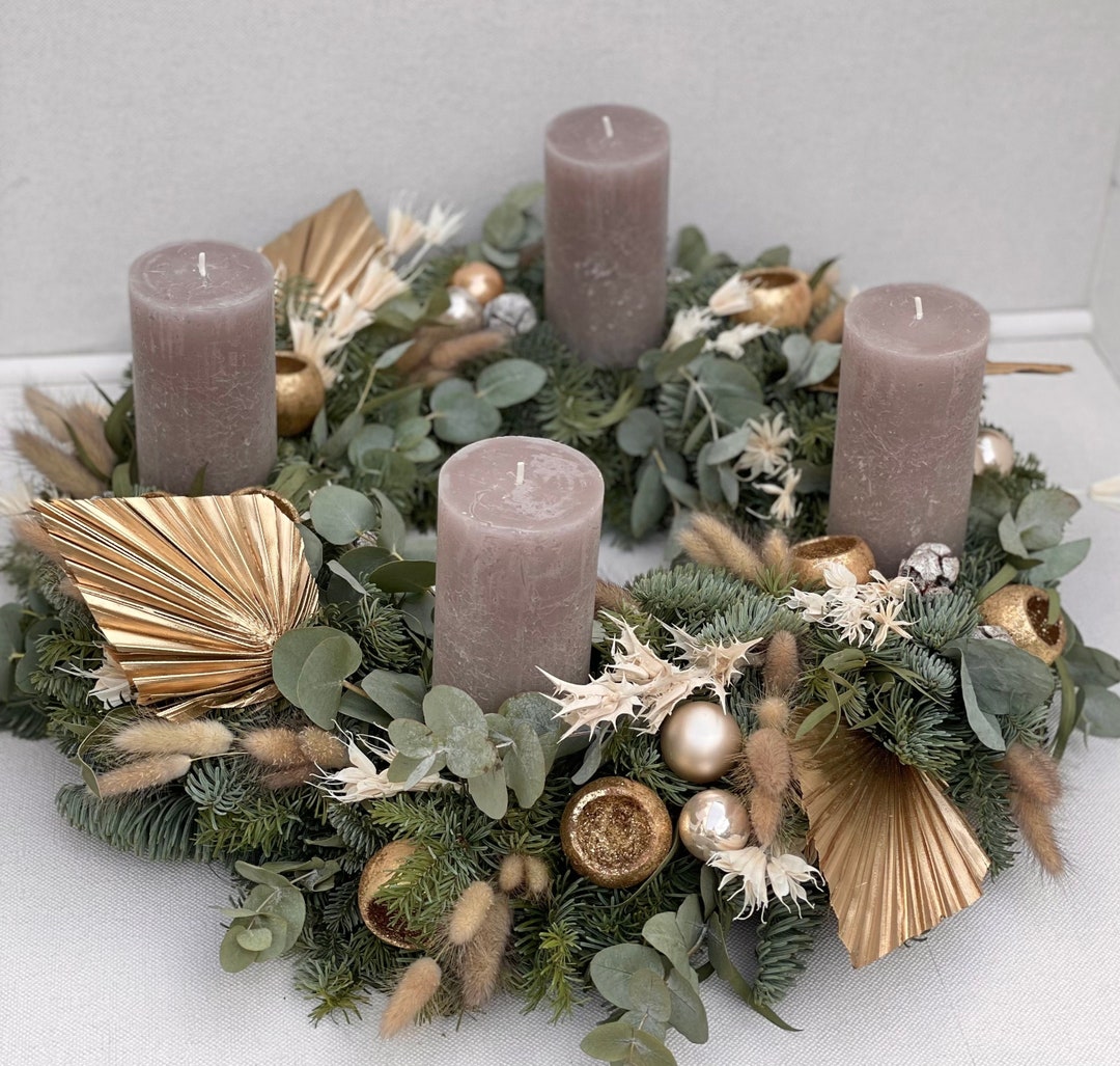 Adventskranz gold-natur 35 cm - Etsy.de