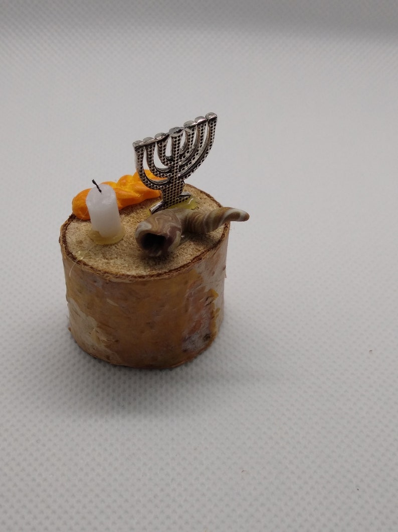 Seven Branch Menorah Shofar Candle and Challah Bread Miniature ...