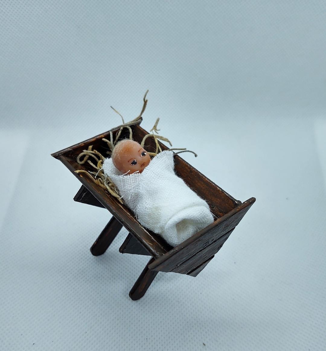 OOAK Baby Jesus in a Manger Smaller Awake Hand Made Clay Baby With Hair ...