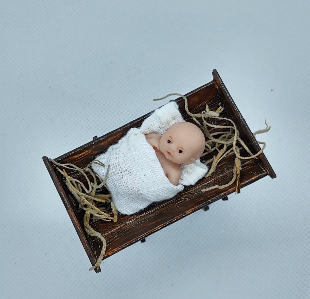 OOAK Baby Jesus in a Manger Smaller Awake Hand Made Clay Baby and ...