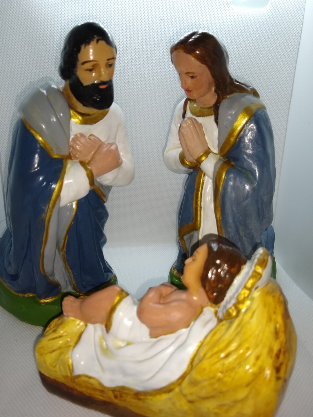 Vintage Nativity Set Mary Jesus and Joseph Repainted Large 3 Pc Set - Etsy