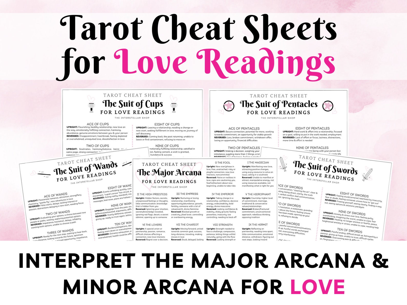 Love Tarot Cheat Sheets Interpret Tarot for Love Major and - Etsy