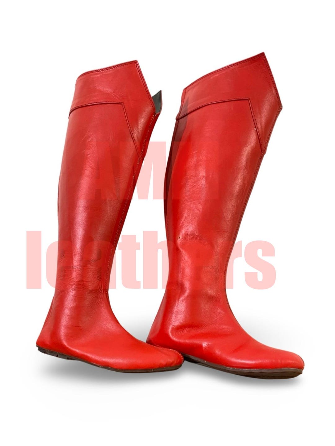 Superhero Red Leather Long Boots – Premium Cosplay & Costume Footwear ...