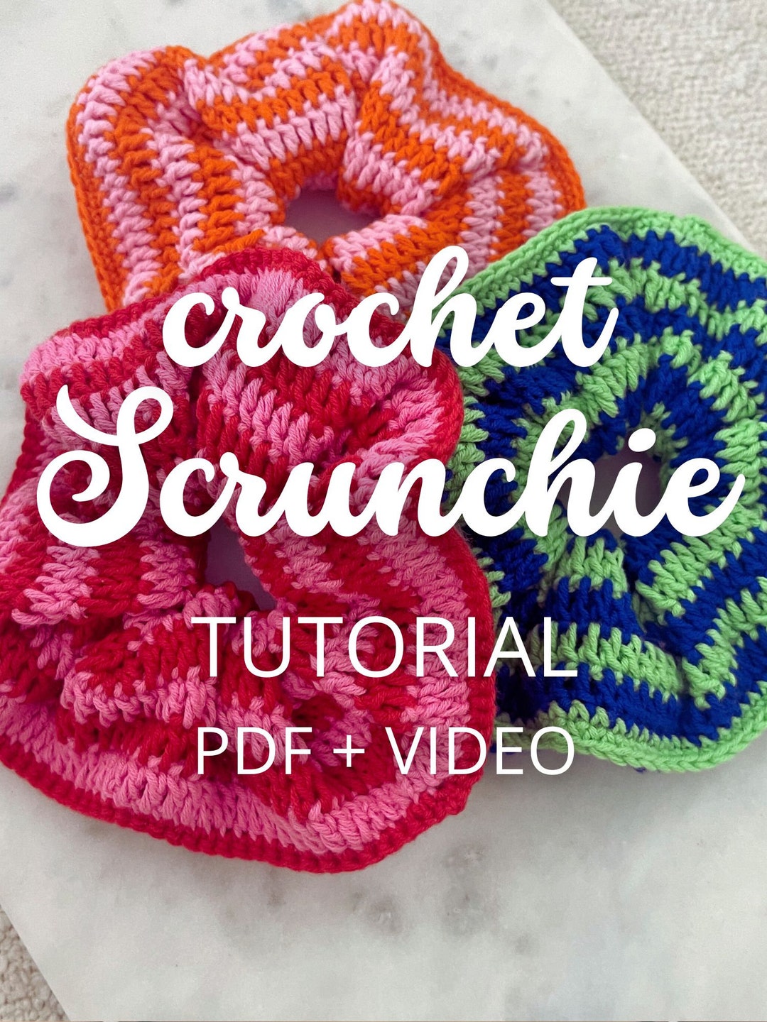 Crochet Scrunchie TUTORIAL | Step by Step Pattern PDF + Video Beginner ...