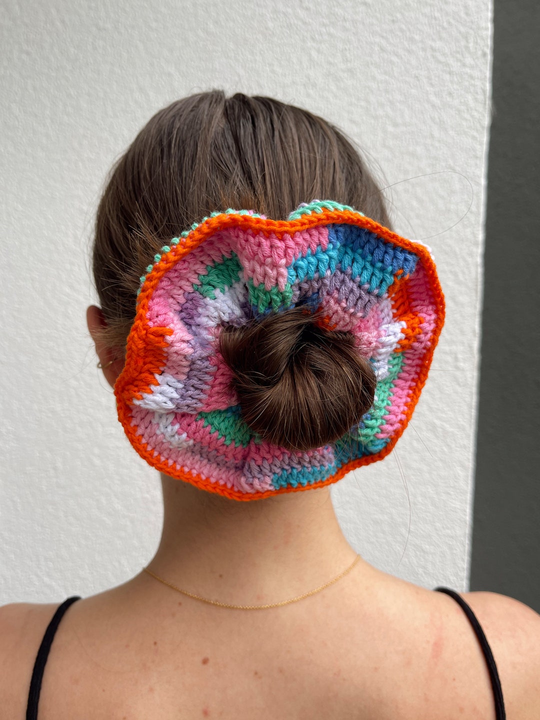 Colorful Crochet Scrap Yarn Big Scrunchie Trendy Hair Accessories MIU ...