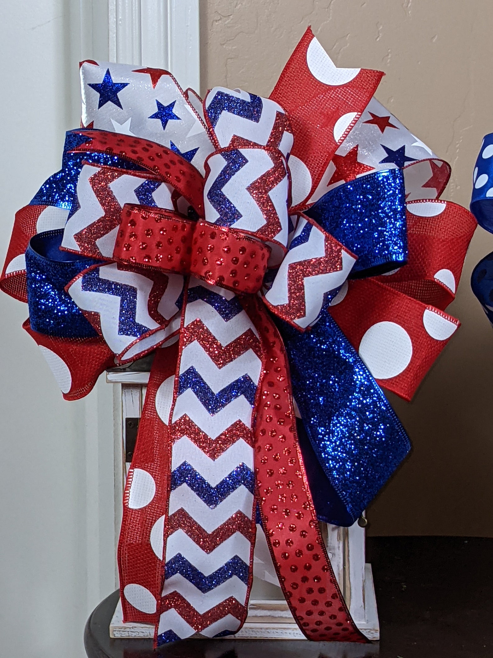 Americana Bows Patriotic Lantern Bows Set Of 2 Patriotic Etsy