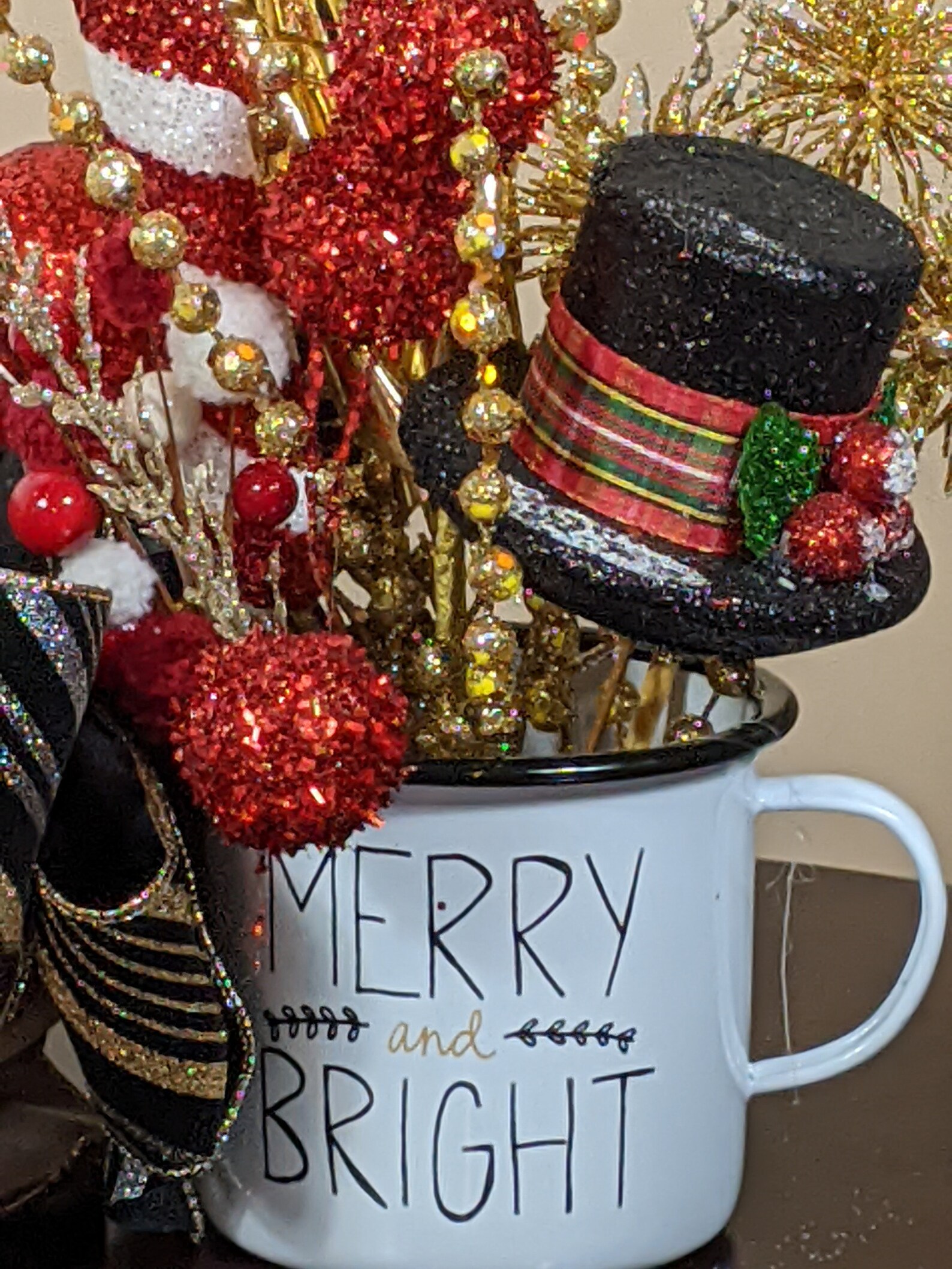 Christmas Centerpiece Merry and Bright Christmas Mug | Etsy