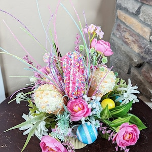 Summer Floral Ice Cream Cone Arrangement, Vanilla Ice Cream Cone ...