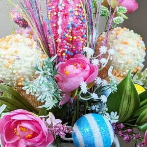 Summer Floral Ice Cream Cone Arrangement, Vanilla Ice Cream Cone ...