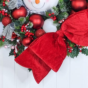 Extra Large Snowman Frosted Evergreen Christmas Wreath With Red and ...