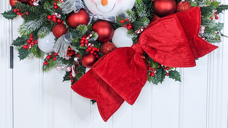 Extra Large Snowman Frosted Evergreen Christmas Wreath With - Etsy