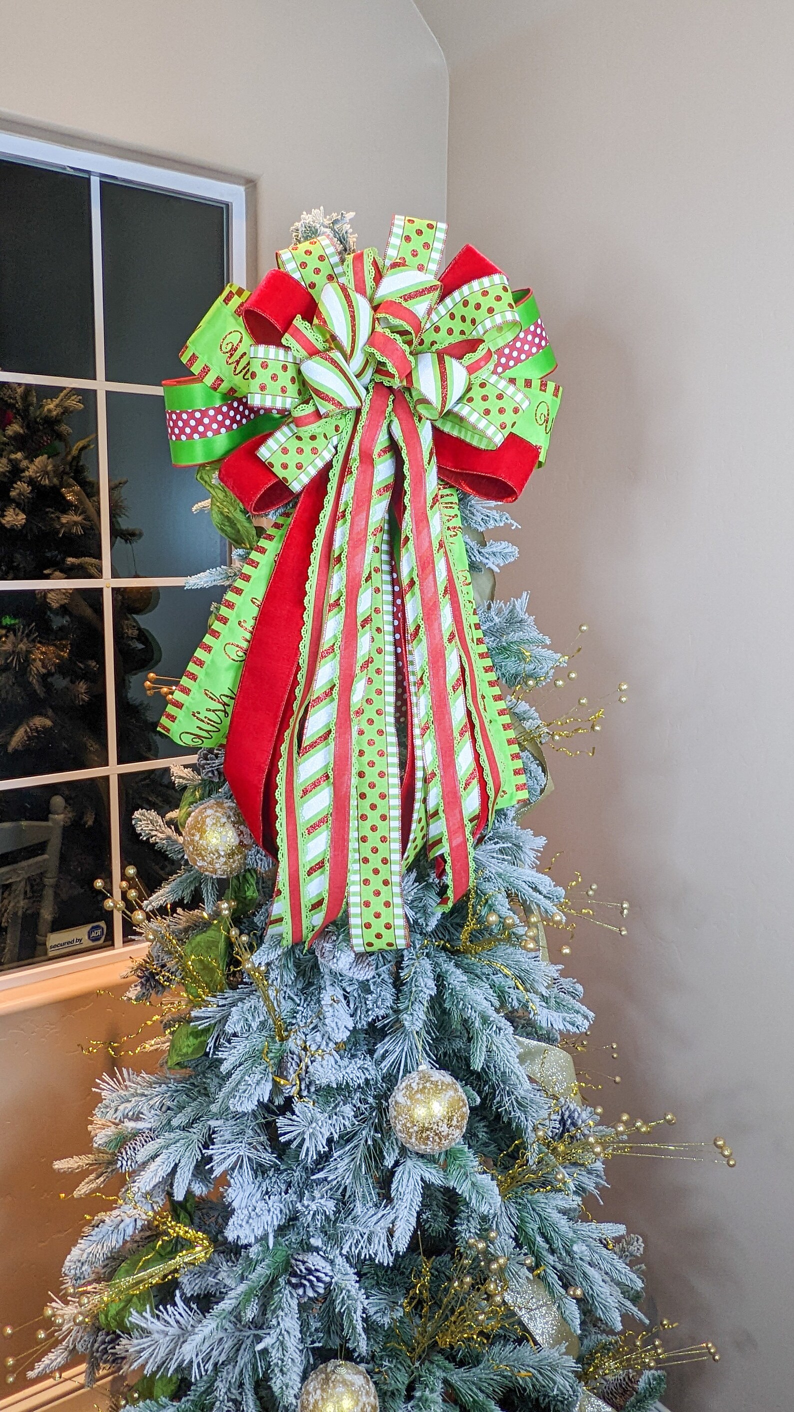 Red White & Green Tree Topper Bow Extra Large Holiday Bow - Etsy