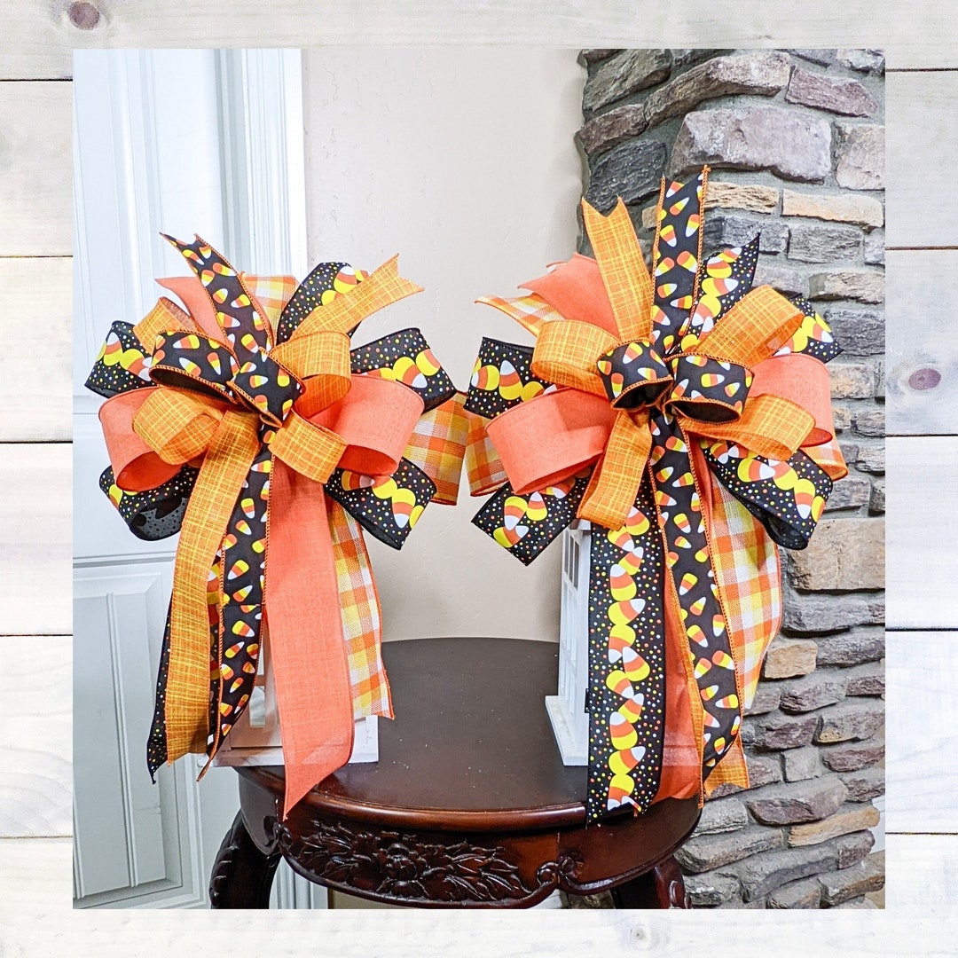 Candy Corn Halloween Lantern Bow Set, Halloween Bow (set of 2 ...