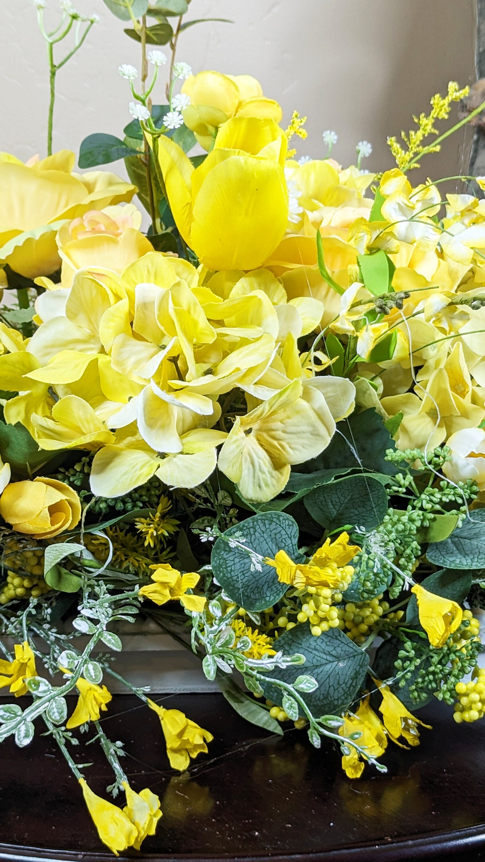 Yellow Spring Floral Arrangement, Rose Tulip & Hydrangea Spring ...