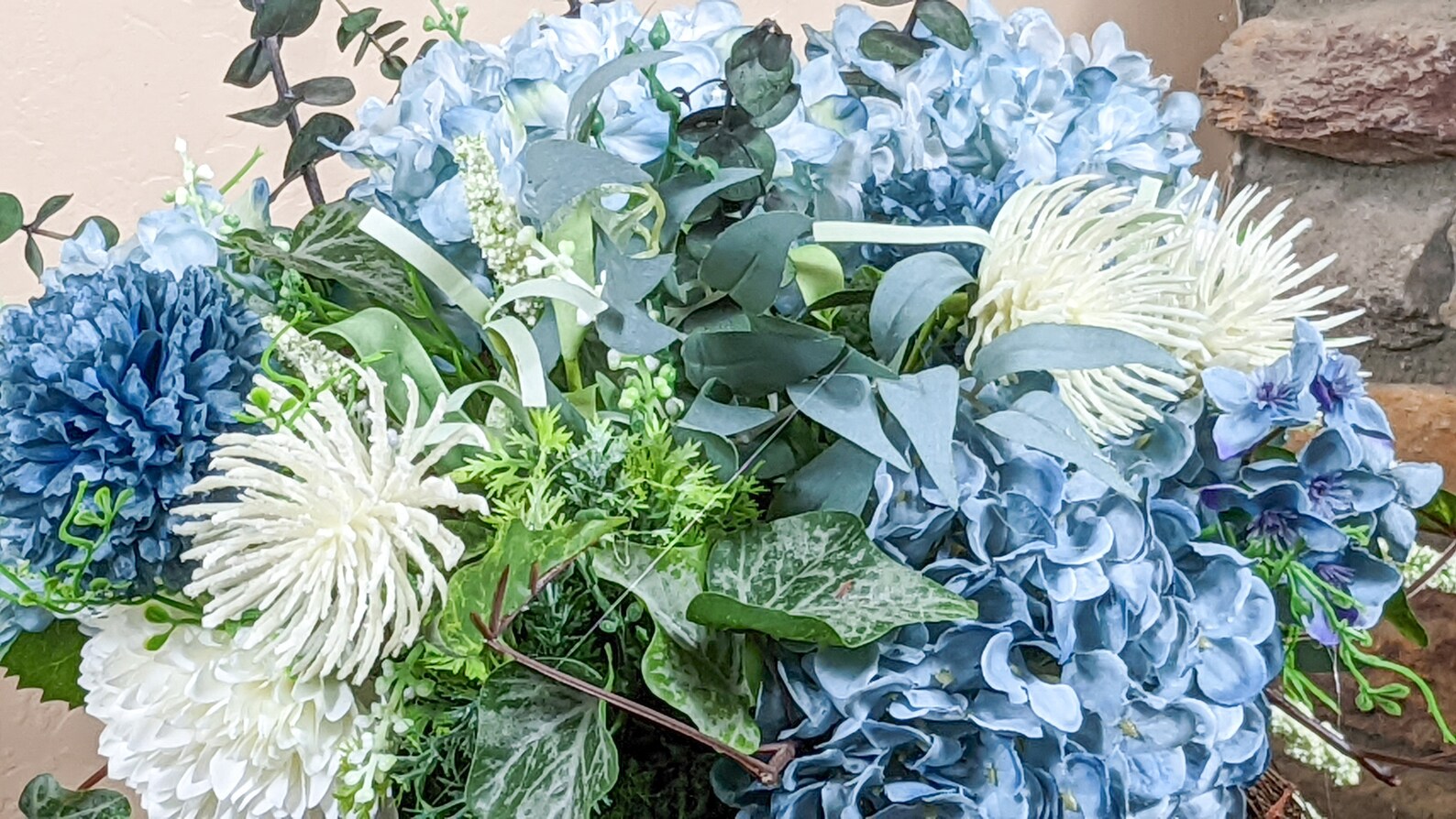 Blue Floral Tea Cup Arrangement Spring Centerpiece Flower | Etsy