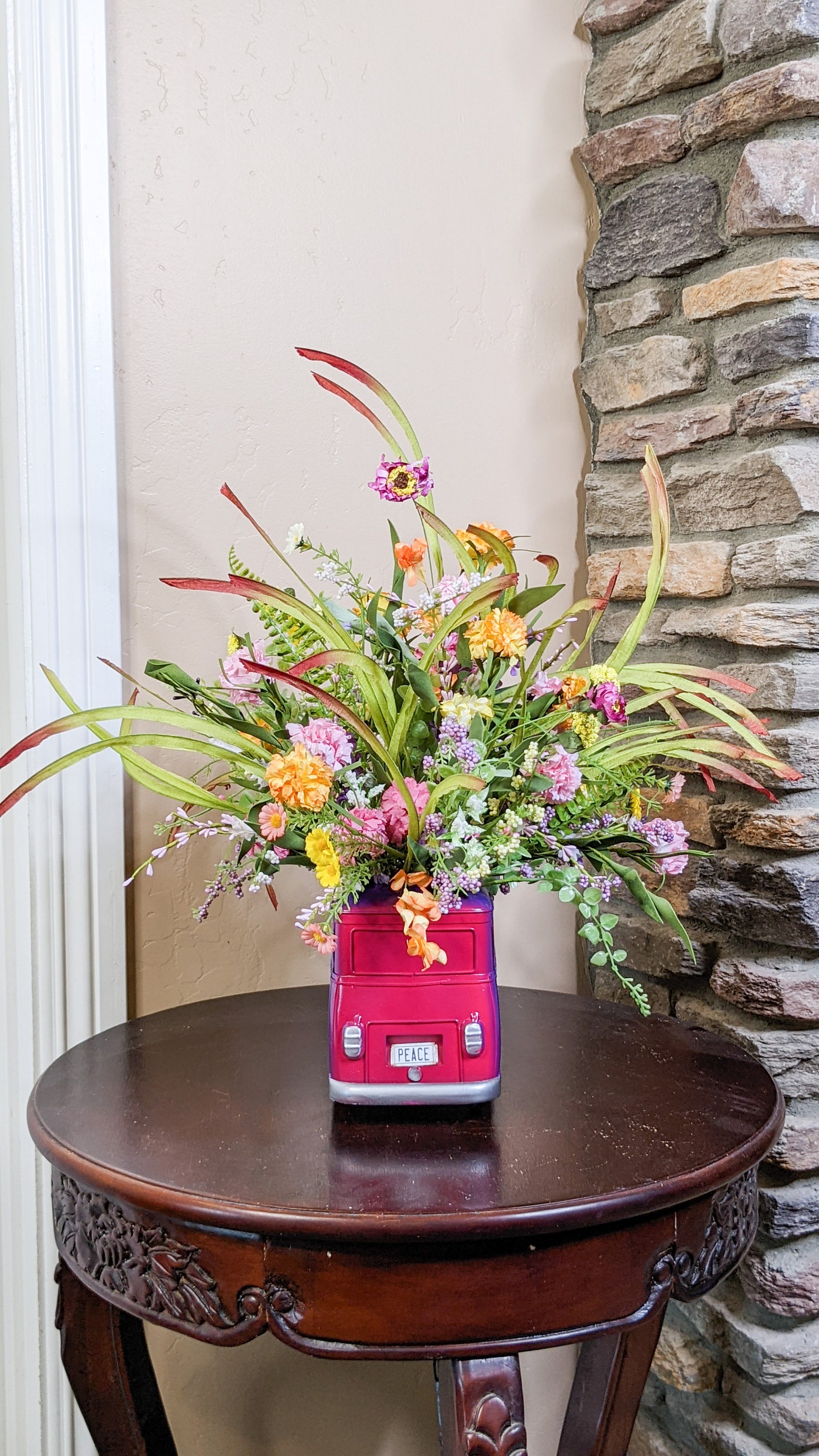 Retro 60s Hippie Van Floral Arrangement VW Rainbow Peace Van - Etsy