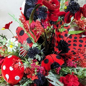 Red & Black Ladybug Sunflower Floral Arrangement, Spring Summer ...