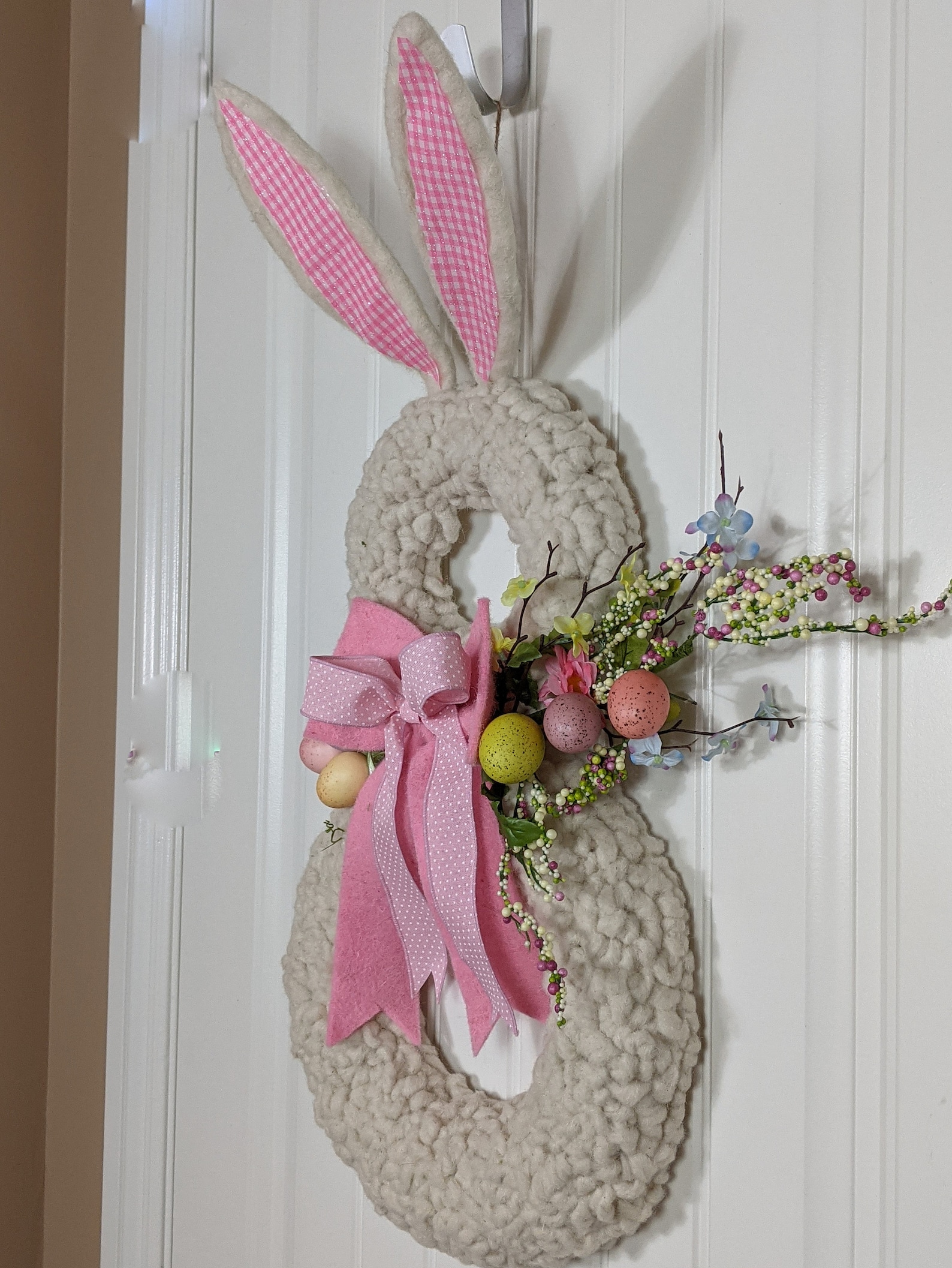 Easter Wreath Easter Bunny Wreath Wool Yarn Bunny Wreath - Etsy