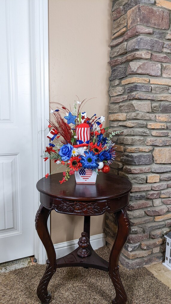 Patriotic Farmhouse Table Decor Patriotic Gnome Arrangement - Etsy