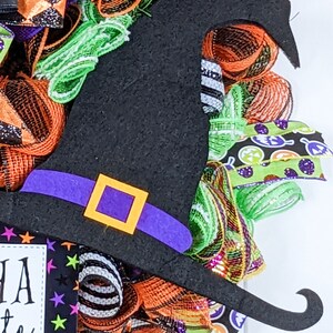 Whimsical Halloween Witch & Witch Hat Wreath for Front Door, Halloween ...