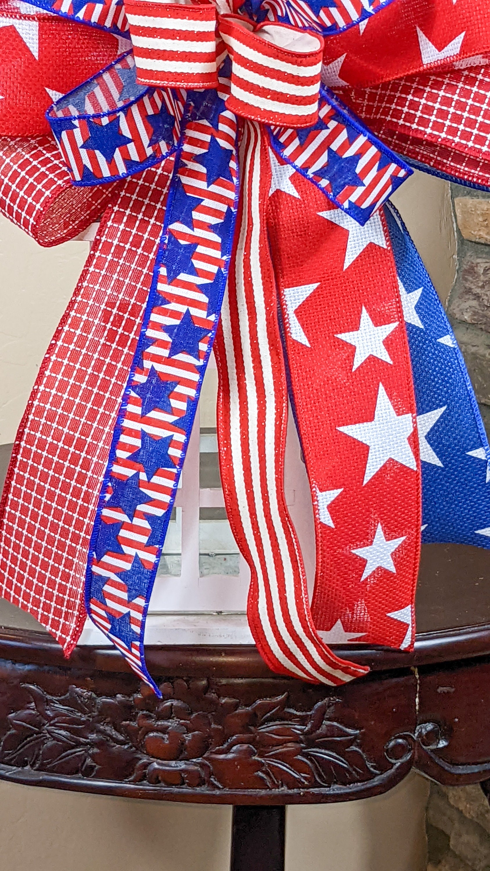 Patriotic Lantern Bow Set Patriotic Bow Set Of 2 Etsy