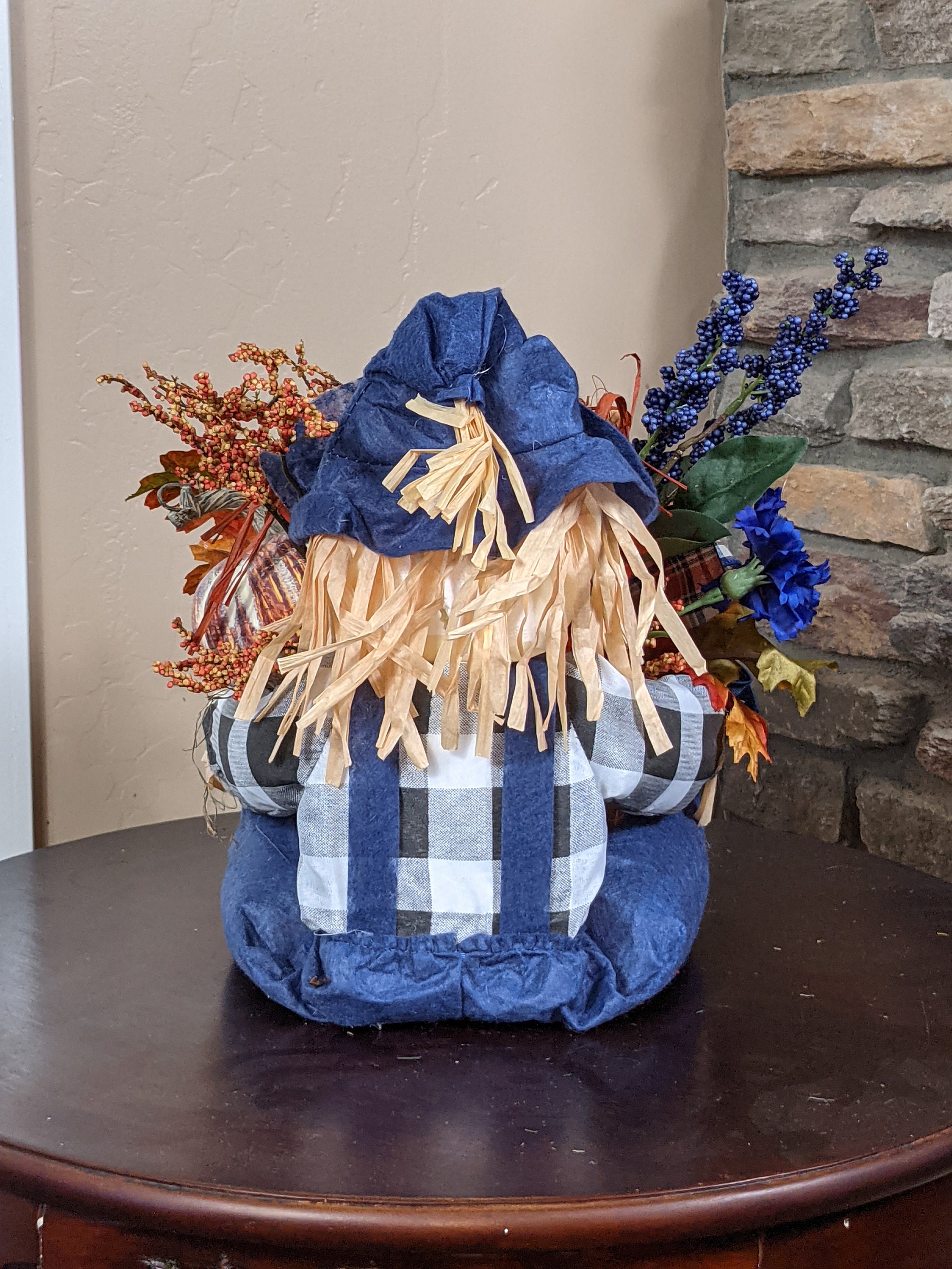 Fall Table Centerpieces Blue Scarecrow Fall Centerpiece | Etsy