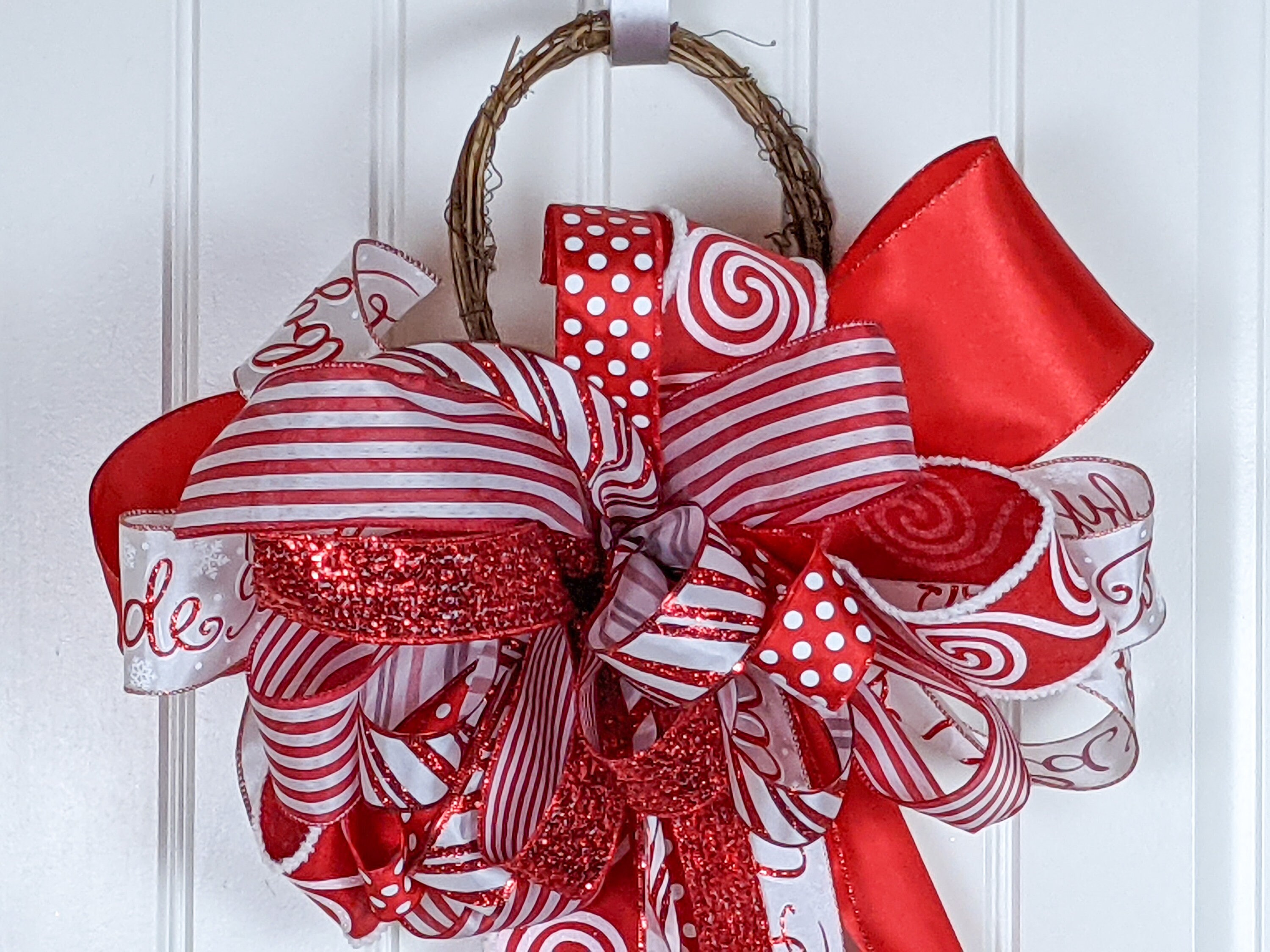 Tree Topper Tree Topper Bow Red and White Tree Topper Bow - Etsy