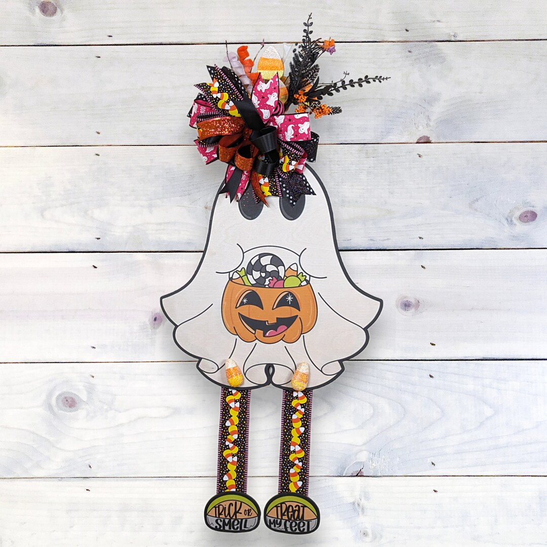 Whimsical Candy Corn Halloween Ghost Door Hanger, Halloween Wedding ...