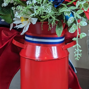 Handcrafted Patriotic Red Milk Can Floral Arrangement, Summer & 4th of ...