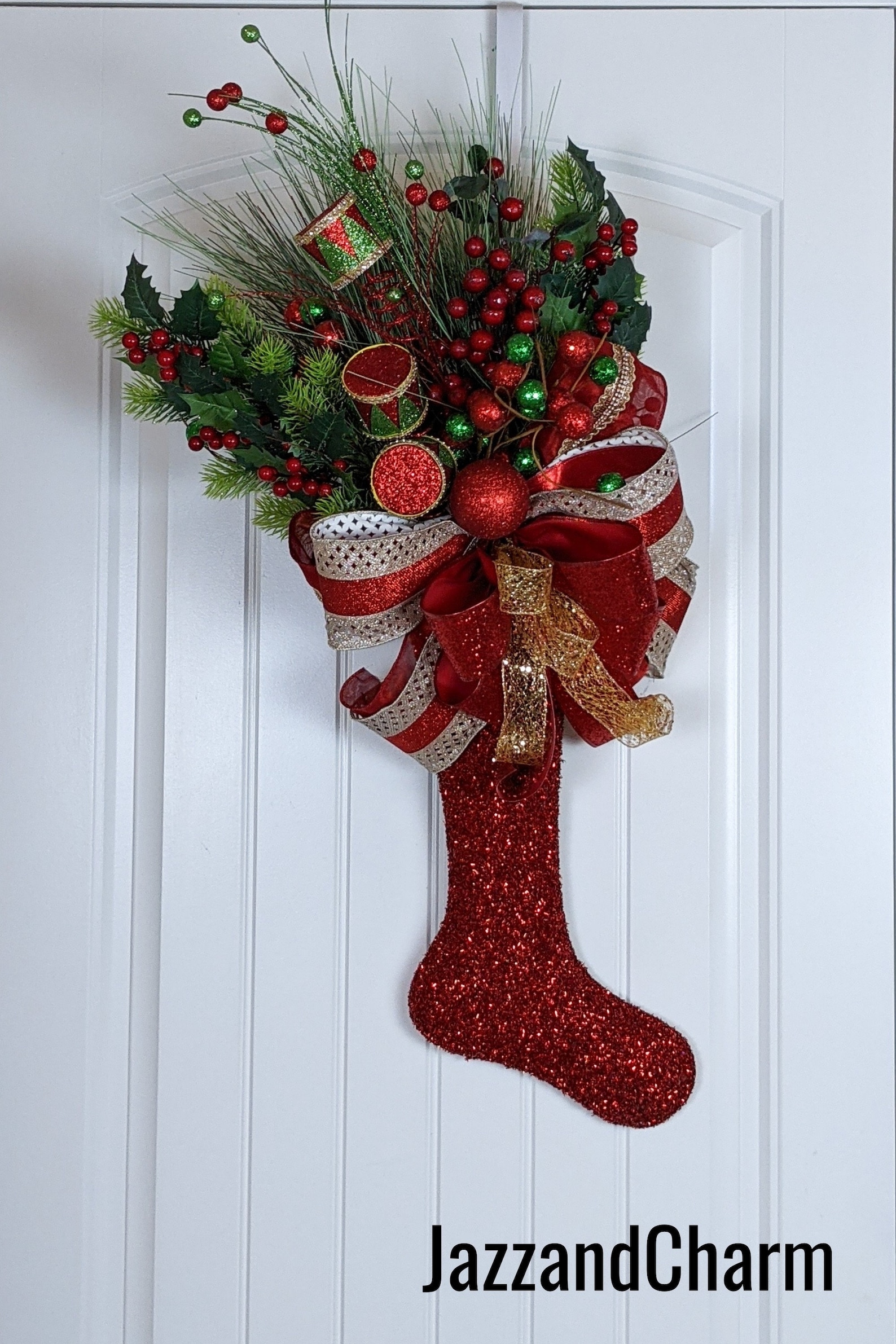 Christmas Wreath | Christmas Stocking Wreath | Holiday Wreath | D ...