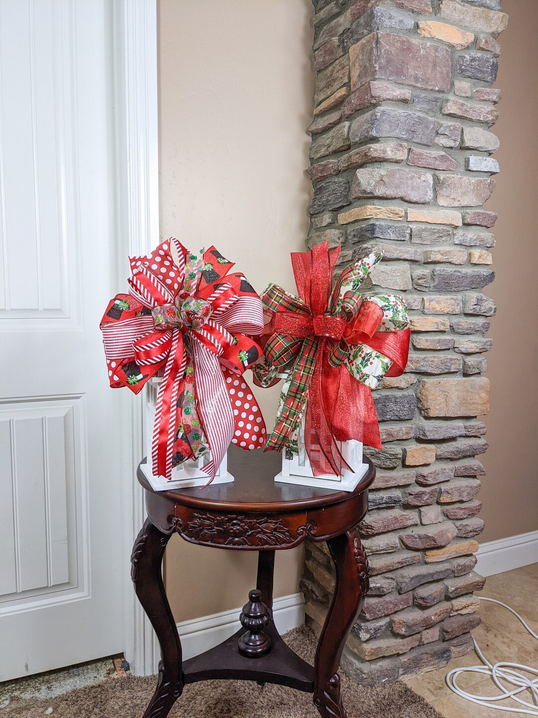 Set of 2 Christmas Bows | Christmas Lantern Bows | Holiday Bows ...