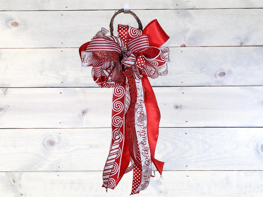 Tree Topper | Tree Topper Bow | Red and White Tree Topper Bow | Large ...