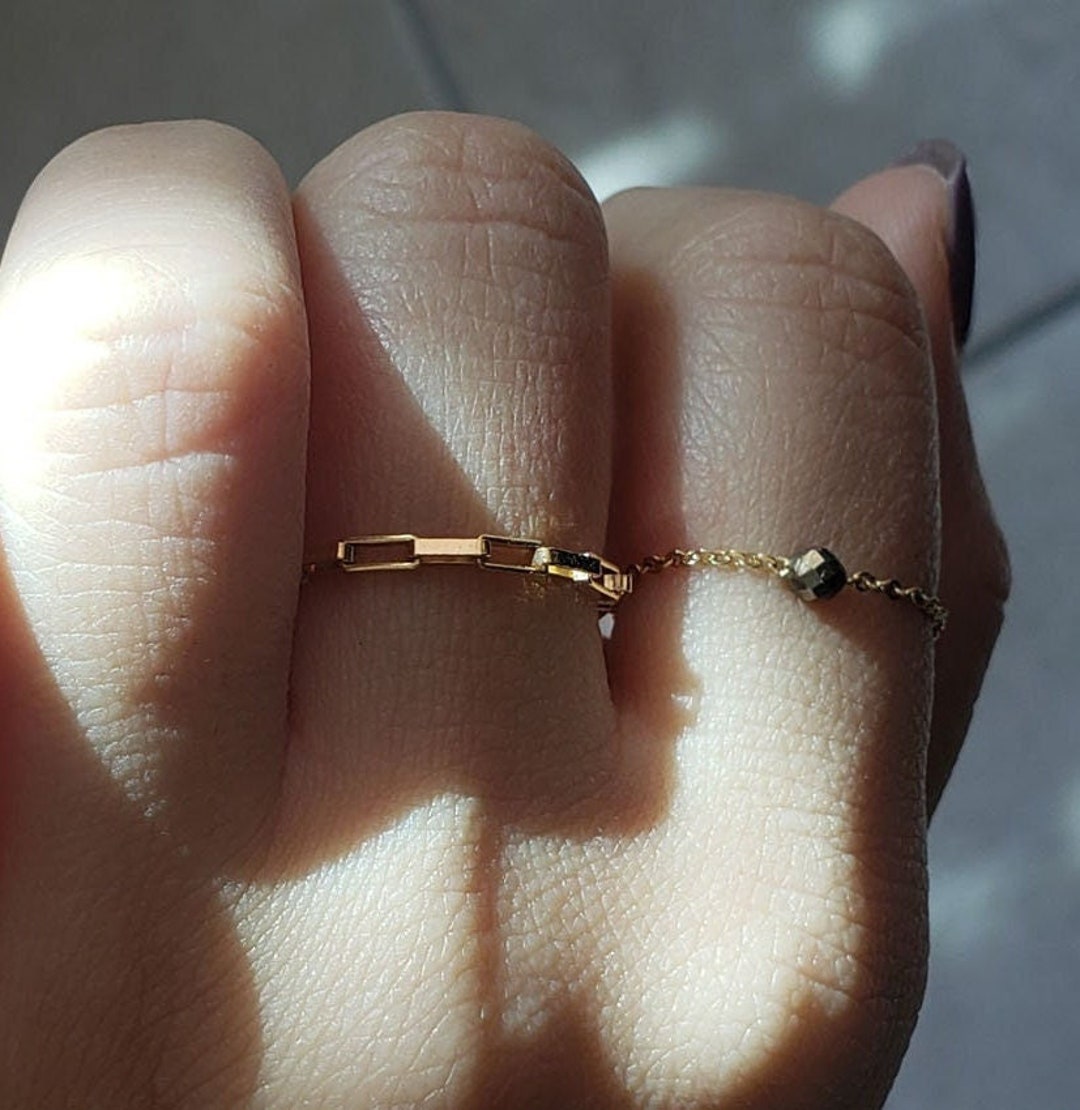 14k Gold Filled Rectangle Chain Ring, Paperclip Chain Ring,statement ...