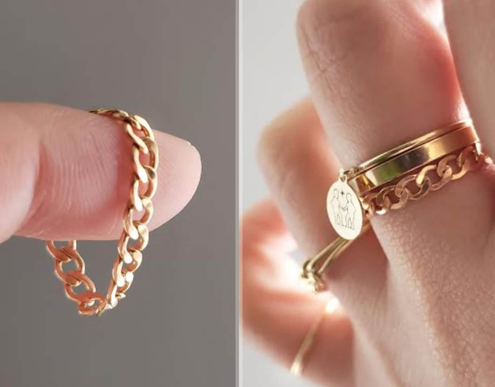 14k Gold filled Chain Ring Sterling silver Chain Ring Boy | Etsy