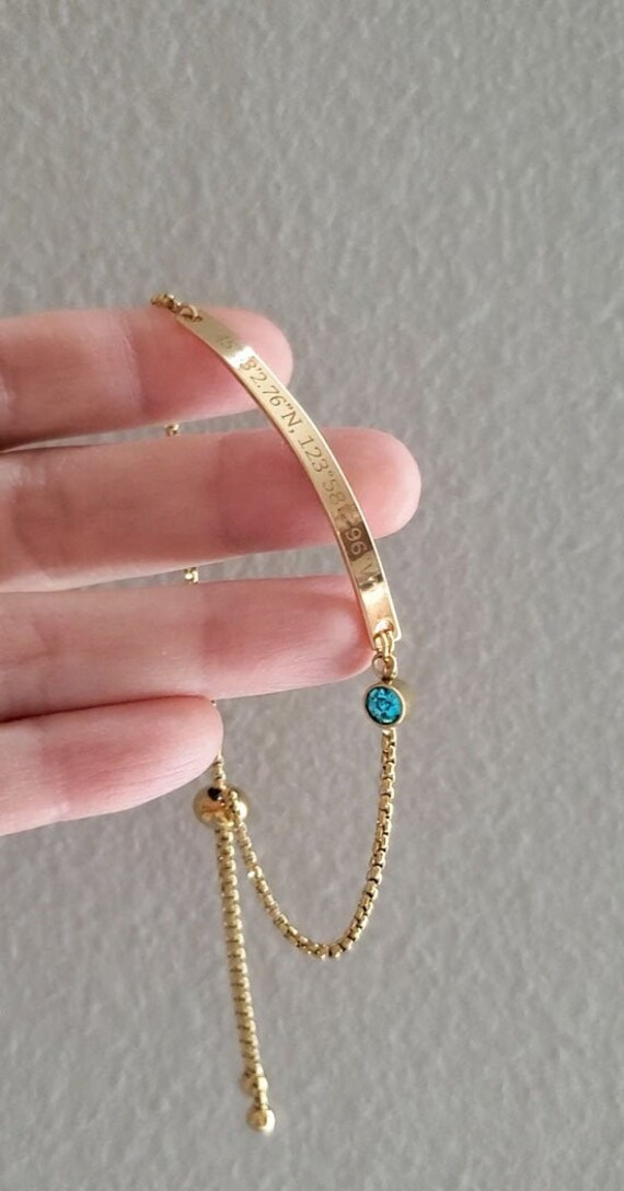 Birthstone and bar personalised bracelet store