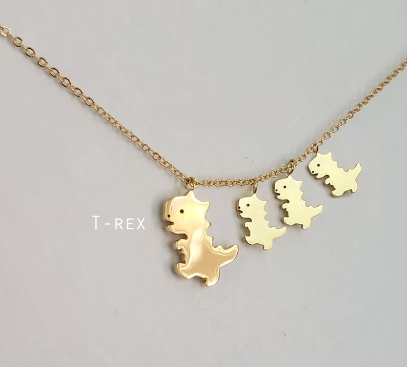Dinosaur Necklace Personalized Mama and Baby Dinosaur Jewelry - Etsy