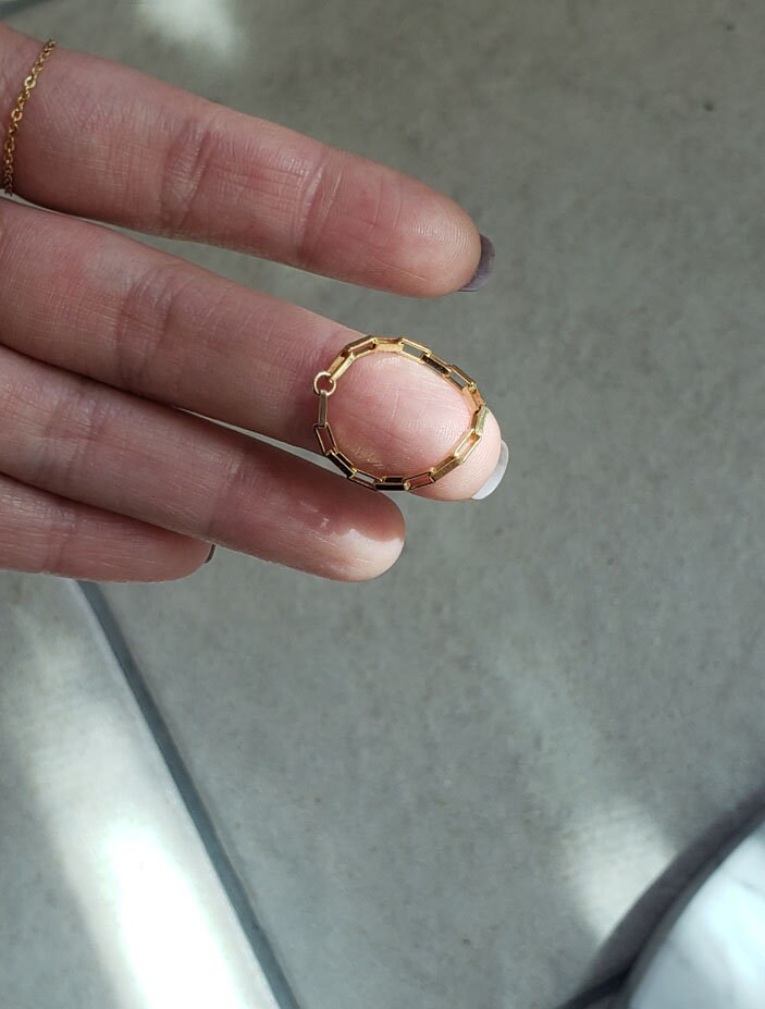 14k Gold Filled Rectangle Chain Ring Paperclip Chain - Etsy
