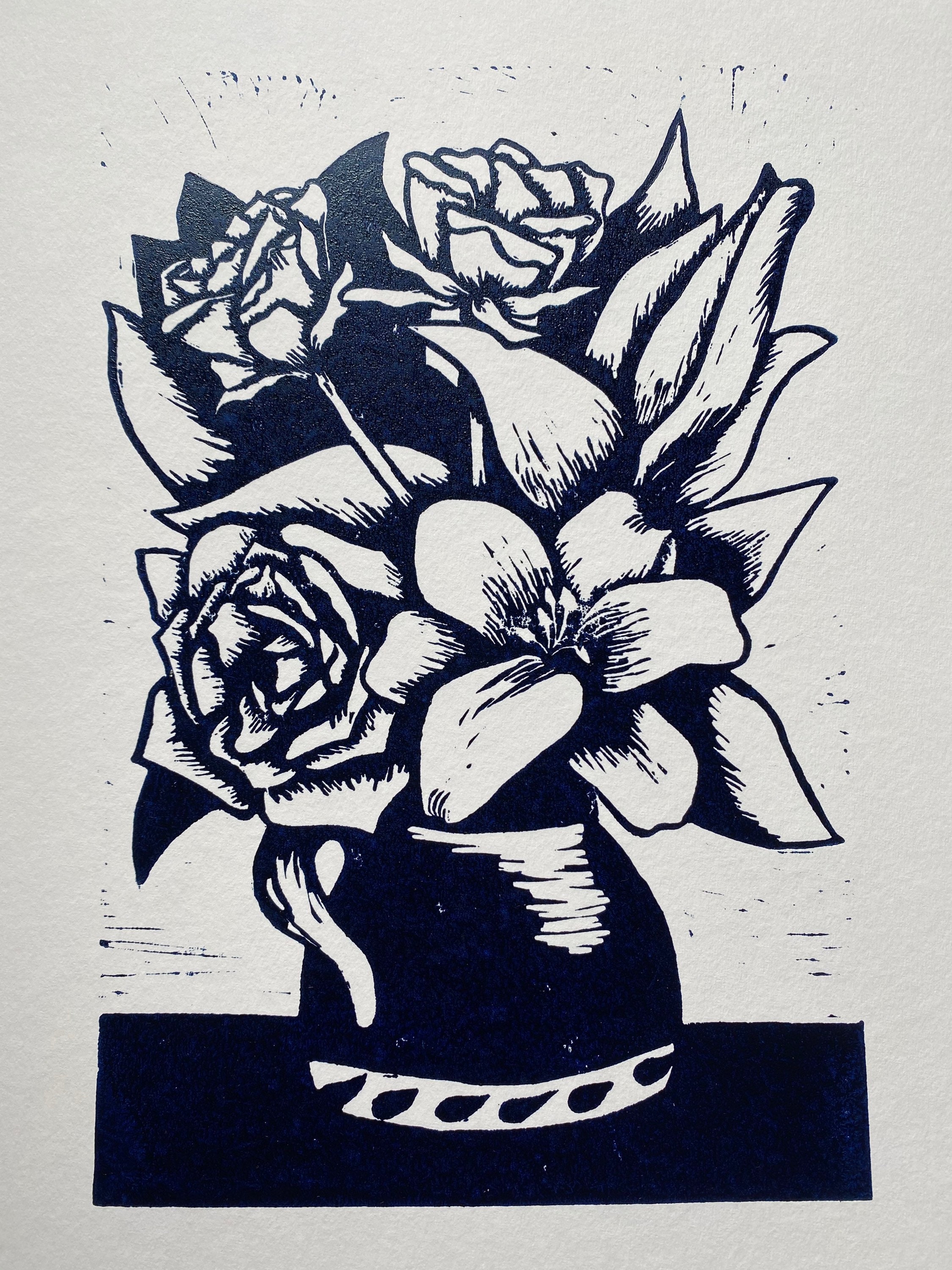 Bouquet of Flowers Lino Print - Etsy