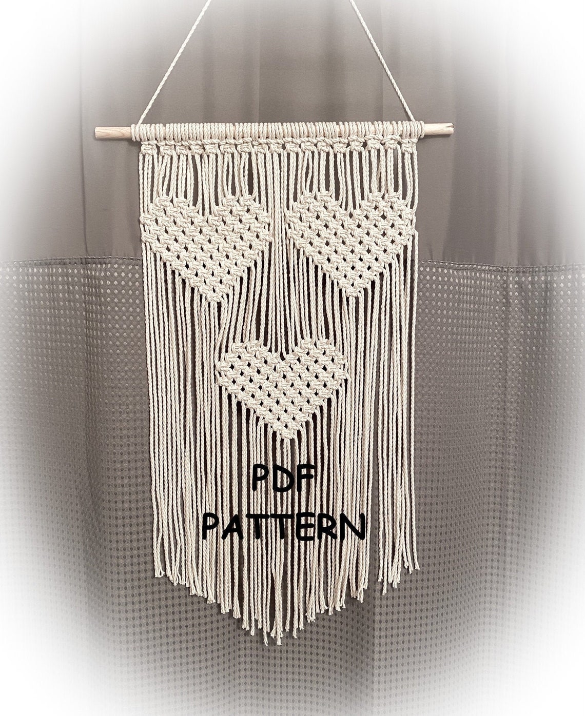 Macrame Wall Hanging Pattern Three Hearts Macrame Wall | Etsy