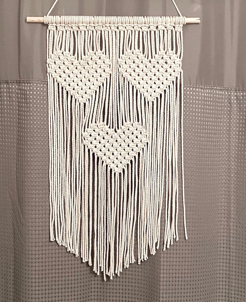 Macrame Wall Hanging Pattern Three Hearts Macrame Wall - Etsy