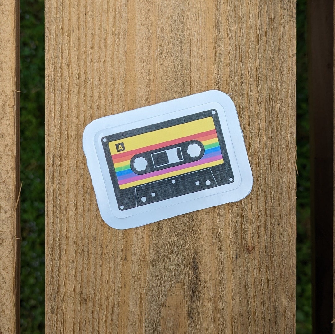 Cassette Tape Sticker, Old School Music Decal, Rainbow Music Tape ...