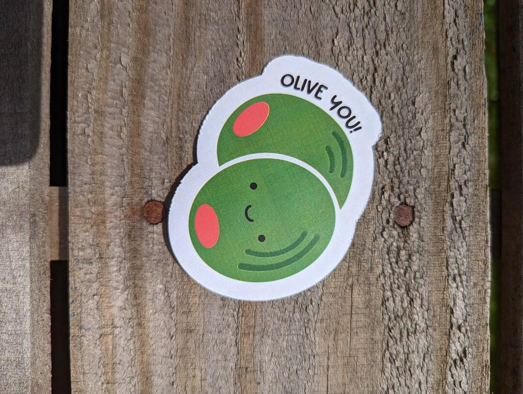 Olive You Sticker, Olive Lovers Decal Sticker Image, Funny Food Decal ...